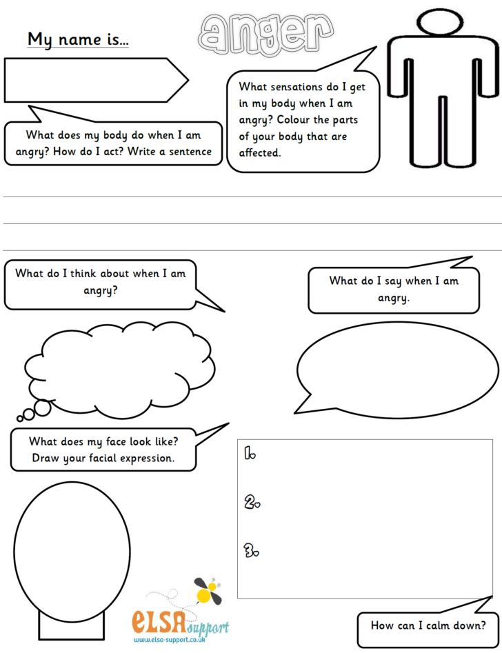 Anger Worksheet ELSA Support | Anger Management Worksheets