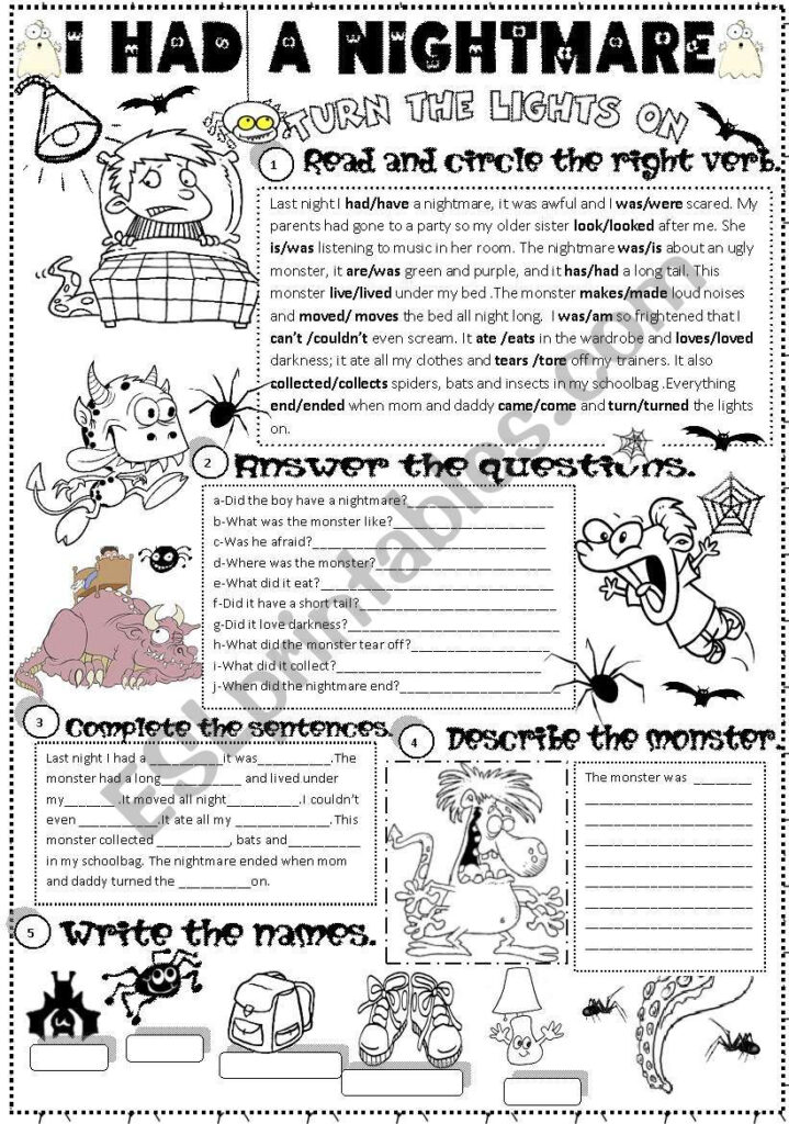 I Had A Nightmare ESL Worksheet By Angelamoreyra | Anger Management ...
