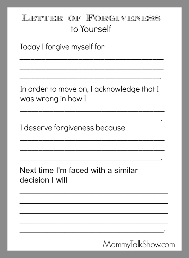 Self Forgiveness Worksheet In 2020 Therapy Worksheets Therapy | Anger ...